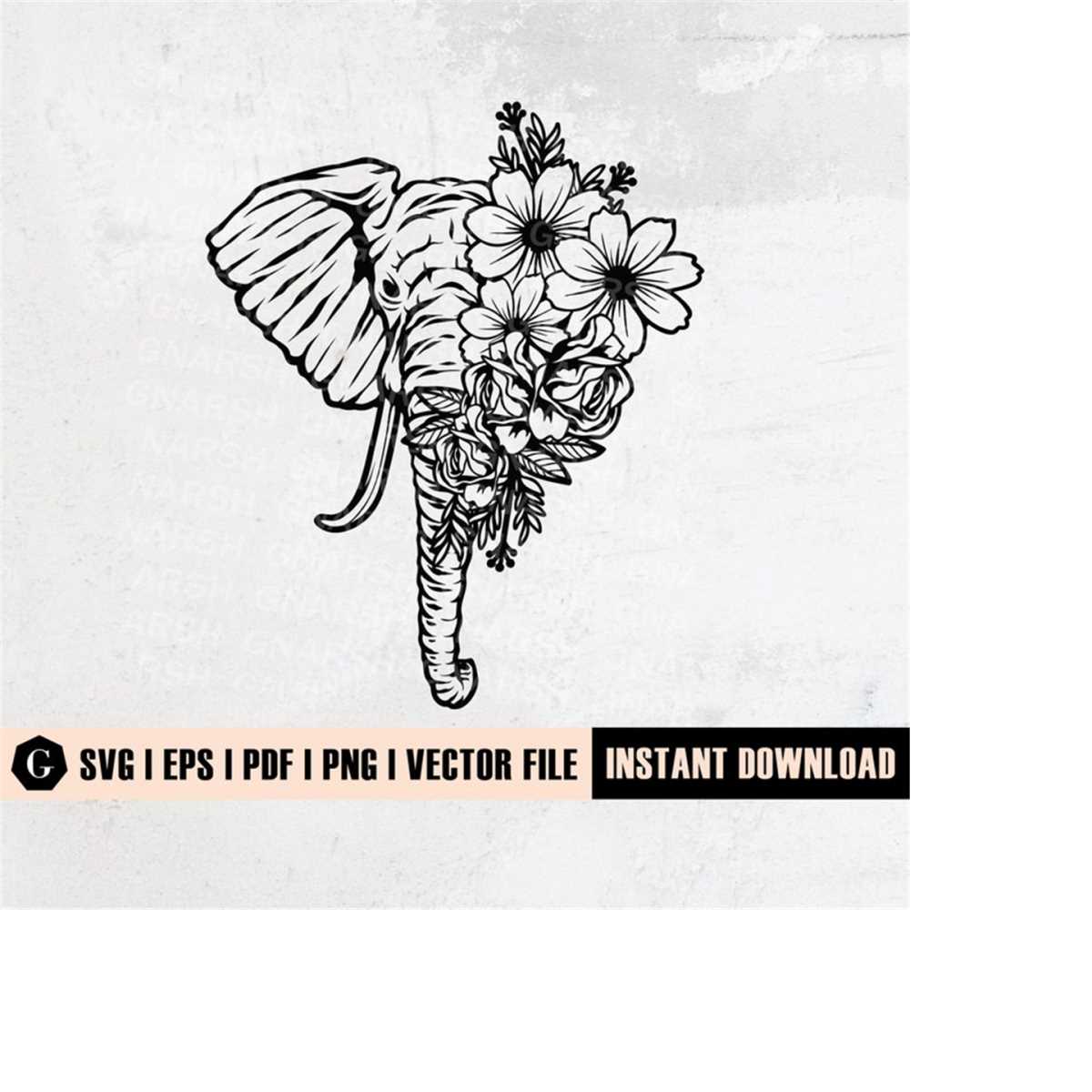 Floral Elephant Svg | Flower Elephant Svg | Elephant Svg | E | Inspire ...