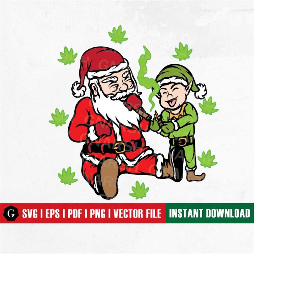 Santa & Elf Smoking SVG, Smoking Weed Marijuana Joint Cannab | Inspire ...