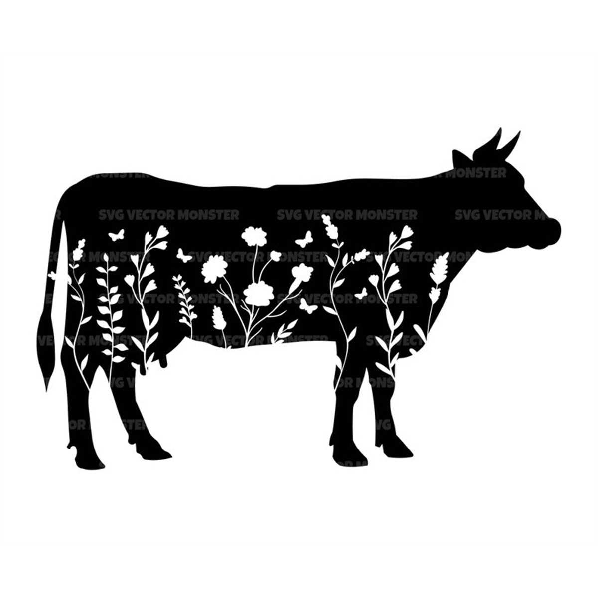 Floral Cow Svg, Flower Cow Svg, Cattle Svg, Farmhouse Sign, - Inspire ...