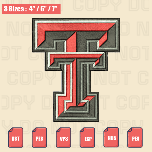 Texas Tech Red Raiders Embroidery Designs, NCAA Logo Embroid | Inspire ...