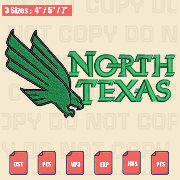 North Texas Mean Green Embroidery Designs, NCAA Logo Embroid | Inspire ...