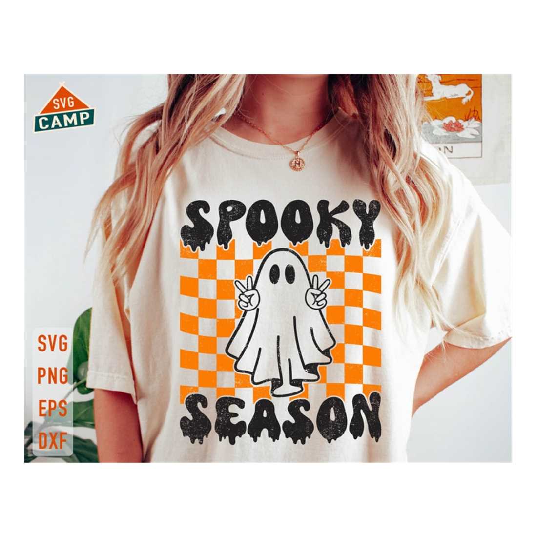 Spooky Season Svg, Halloween Ghost Svg, Checkered Peace Ghos - Inspire ...