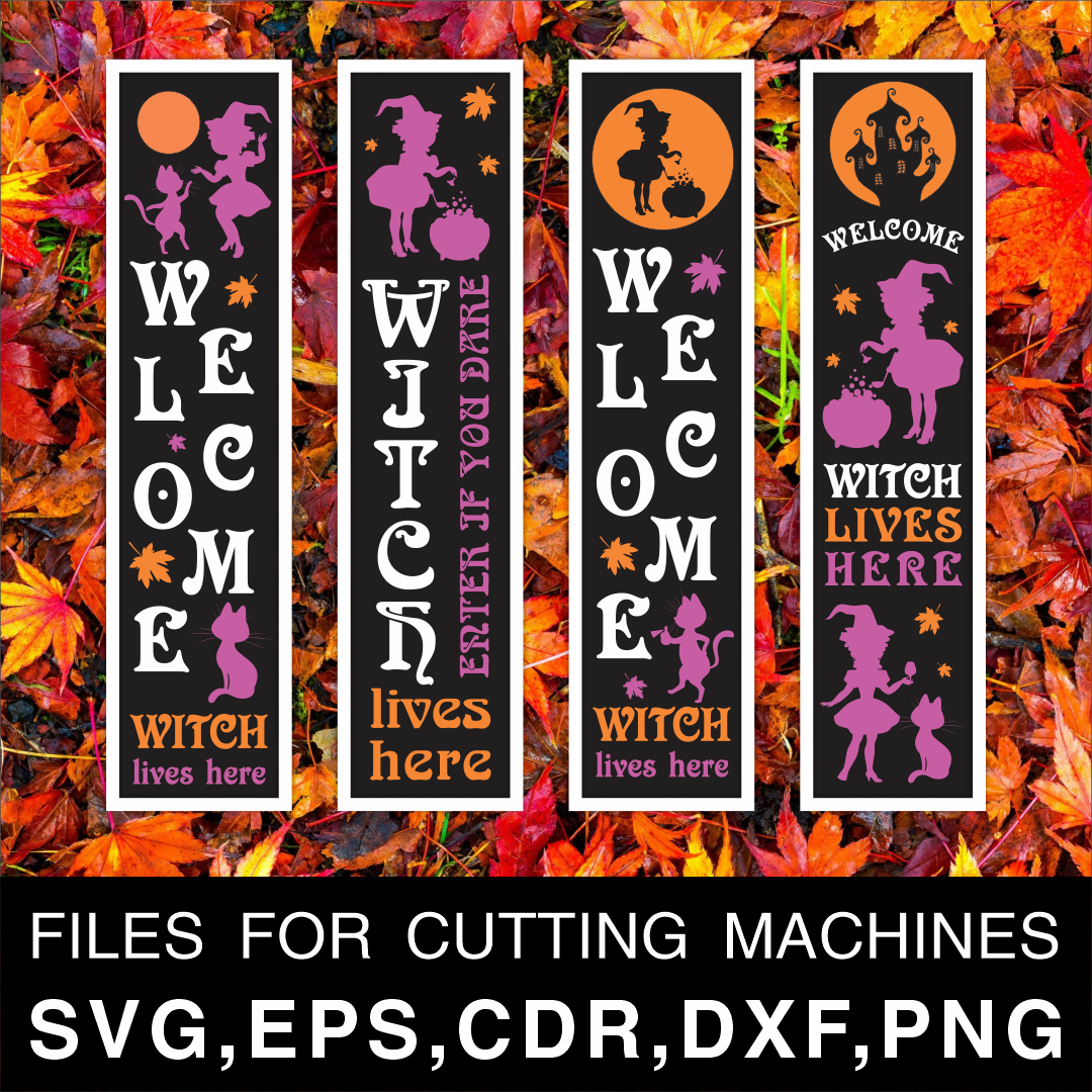 Witch Lives Here | Halloween Porch Signs | SVG mini bundle | Inspire Uplift
