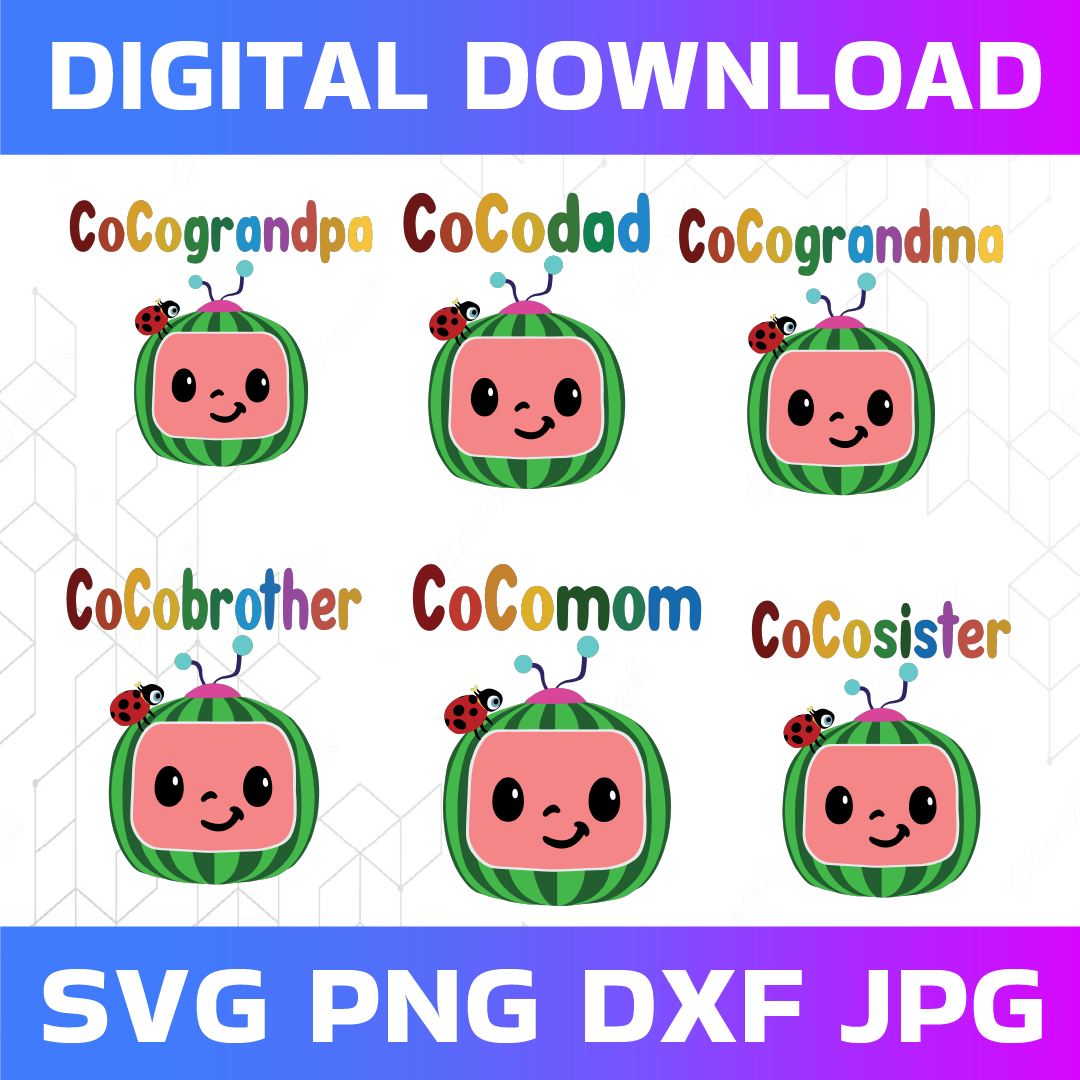 Bundle 6 files Cocomelon Family svg, Coco Melon svg, Cocomel - Inspire ...