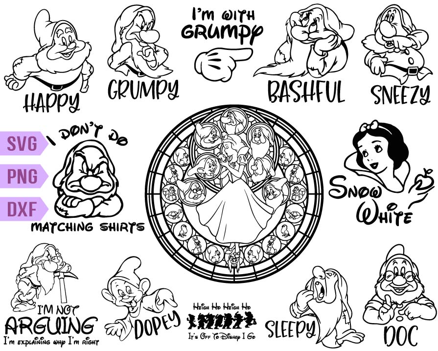 Disney Seven Dwarfs svg, 7 Dwarfs svg, Snow White, Seven Dwa - Inspire ...