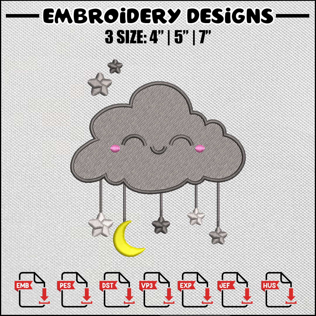Cloud smile embroidery design, Embroidery design, Embroidery | Inspire Uplift