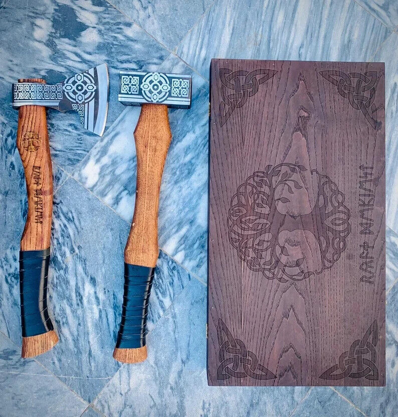 Handmade Viking Hammer And Axe Hand Forged Carbon Steel Best - Inspire ...