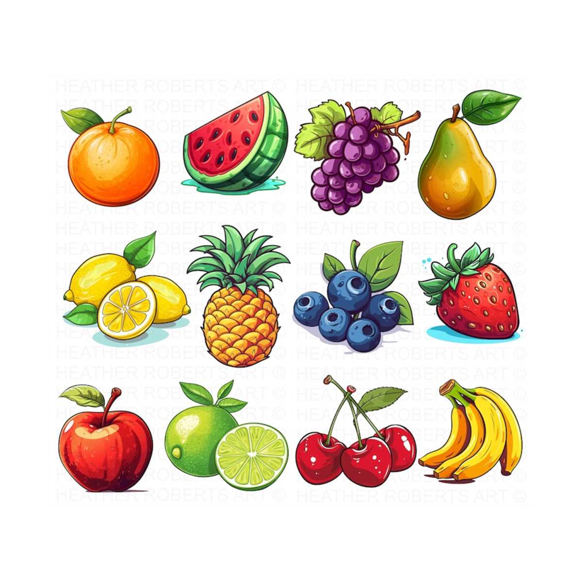Fruit Clipart Set , Fruits PNG, Clipart Set of Strawberry, A | Inspire ...