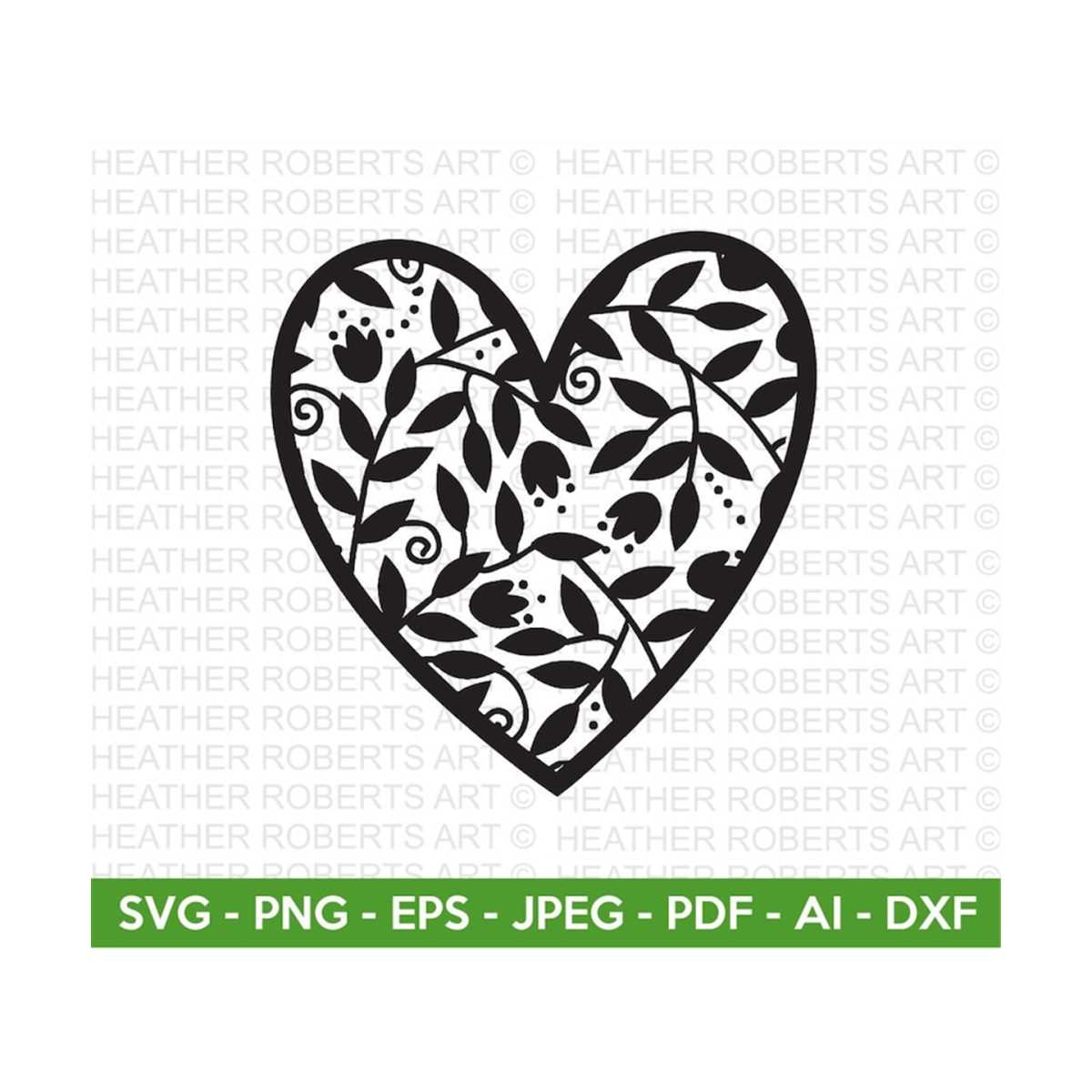 Leaves Pattern Heart Svg, Heart SVG, Hand-drawn Heart svg, V - Inspire ...