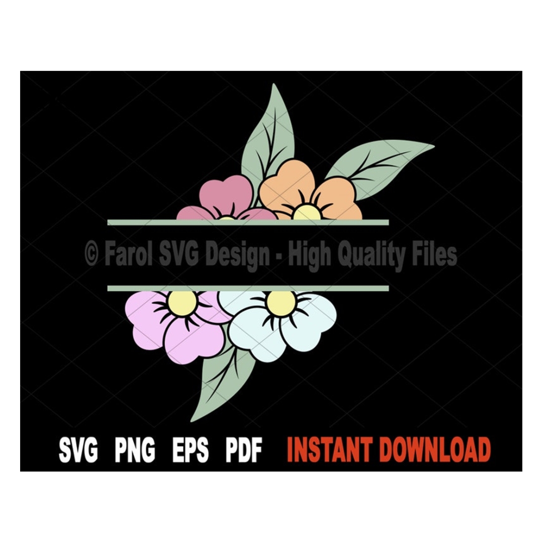 Flowers Svg Floral Split Monogram Svg File For Cricut, Silho - Inspire ...