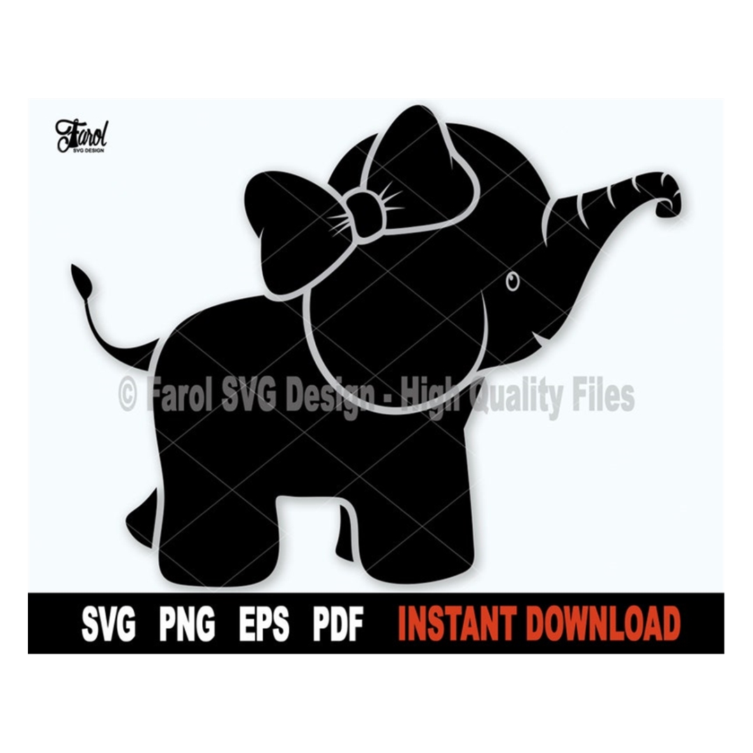 Elephant SVG, Cute Girl Elephant SVG File For Cricut, Black - Inspire ...