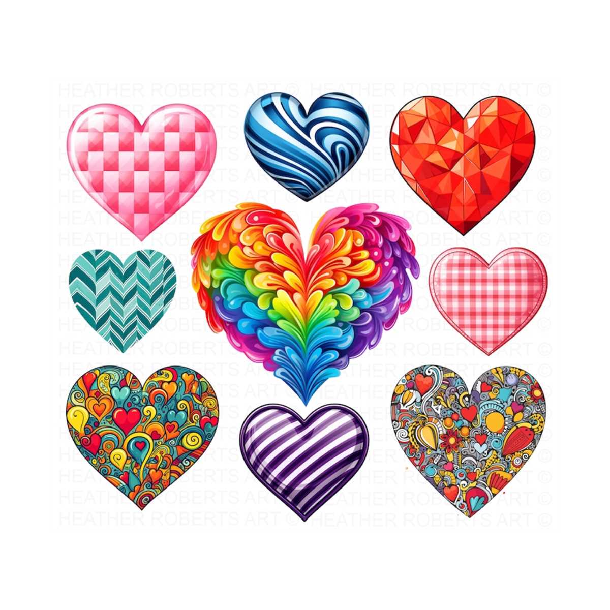 Heart Clipart Set, Valentine's Day Clip Art Set, Hearts PNG, - Inspire ...
