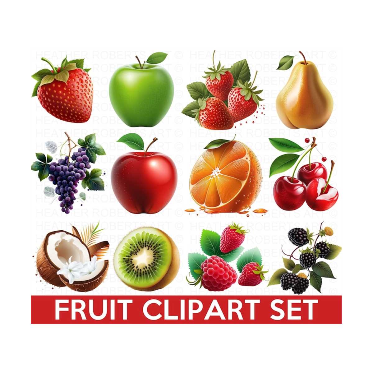 Fruit Clipart Set , Fruits PNG, Clipart Set of Strawberry, A | Inspire ...