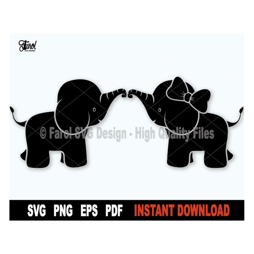 Couple Of Elephants SVG, Love SVG File For Cricut, Black Sil - Inspire ...