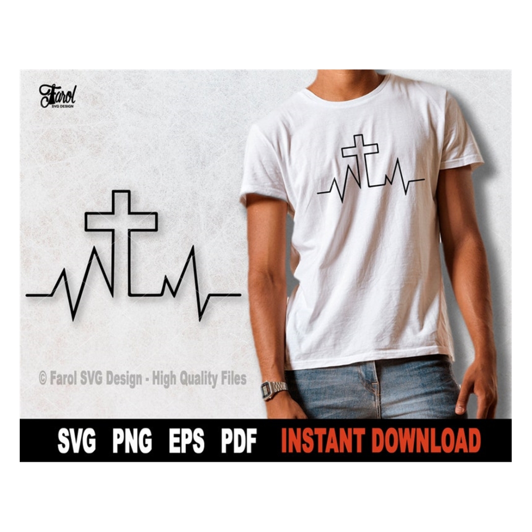 Heartbeat SVG, Cross Svg File for Cricut, Silhouette, Christ - Inspire ...