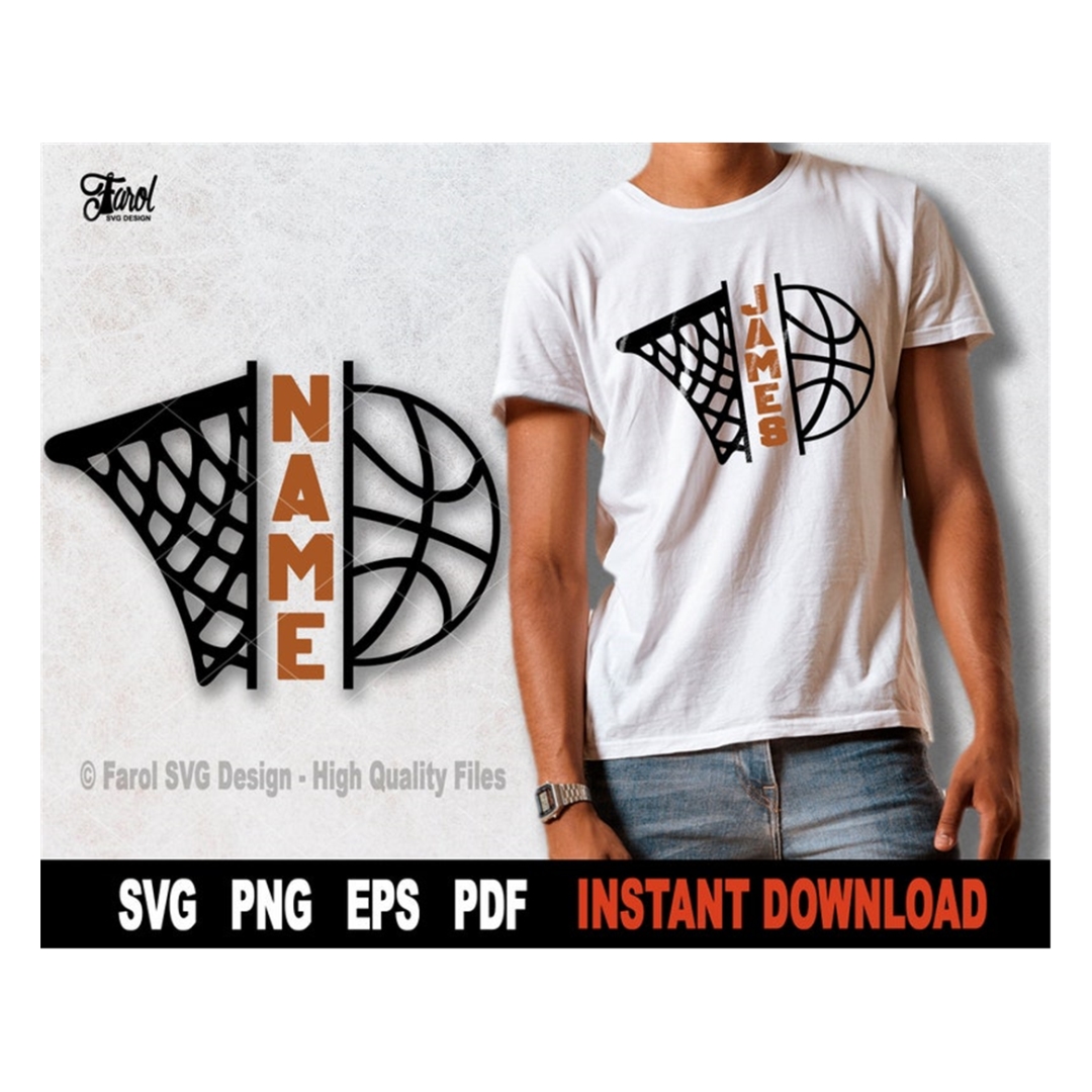 Basketball SVG, Basketball and Hoop Split Monogram Svg Cut - Inspire Uplift