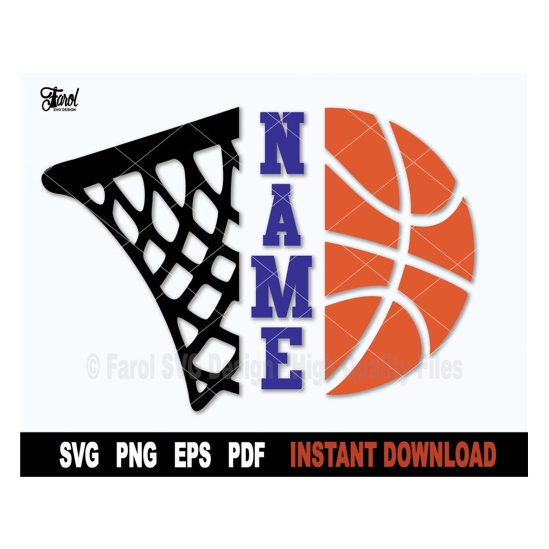 Basketball SVG, Basketball and Hoop Split Monogram Svg Cut - Inspire Uplift