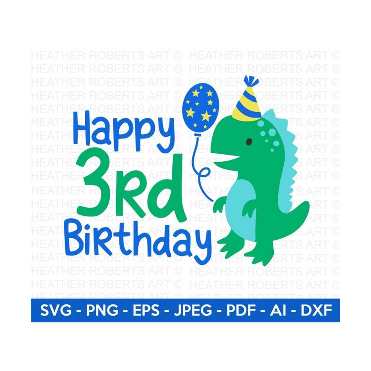 Happy 3rd Birthday Svg, Cute Dinosaur SVG, T-Rex SVG, Dino s | Inspire Uplift