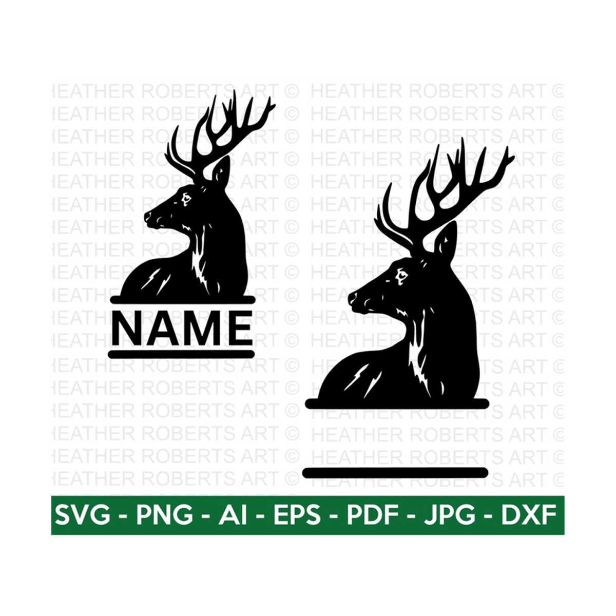 Deer Split Monogram Svg, Deer SVG, Deer Silhouette, Buck SVG | Inspire Uplift