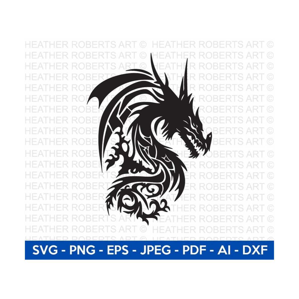 Dragon SVG, Tribal Dragon SVG, Dragon Tattoo svg, Dragon Sil | Inspire ...