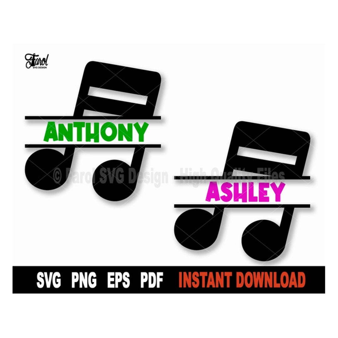 Music Notes SVG, Split Name Frame SVG File For Cricut, Silho - Inspire ...