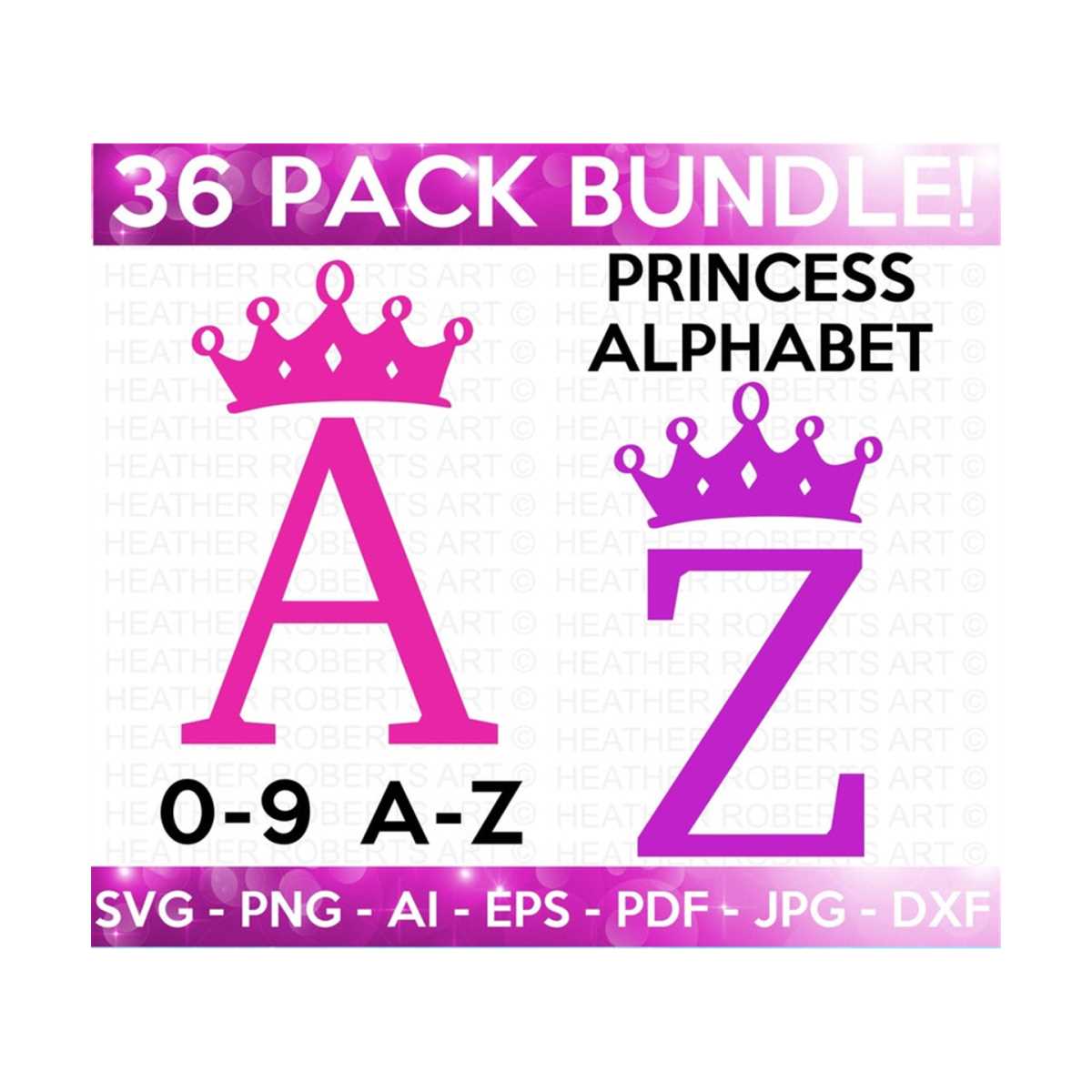 Princess Alphabet and Numbers SVG, Princess Monogram Alphabe | Inspire ...