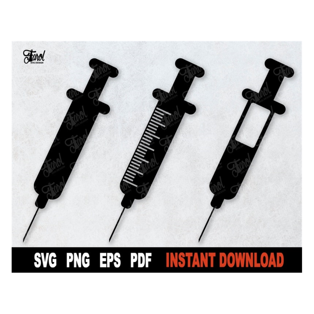 Syringe SVG, Nursing Syringe Svg File For Cricut, Black Silh - Inspire ...