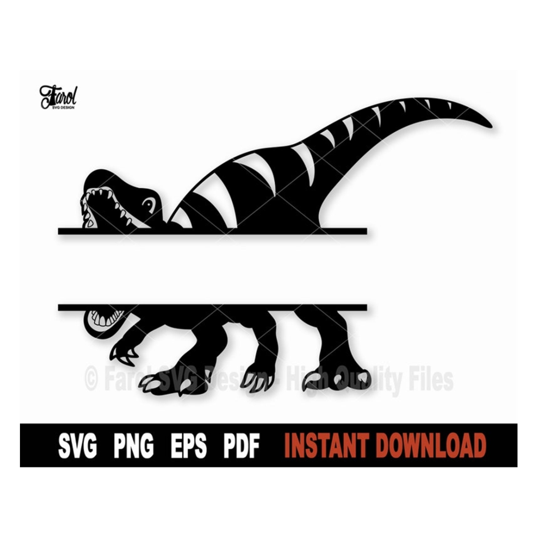 Dinosaur SVG, Tyrannosaurus Rex SVG, Black Dinosaur Split Mo - Inspire ...