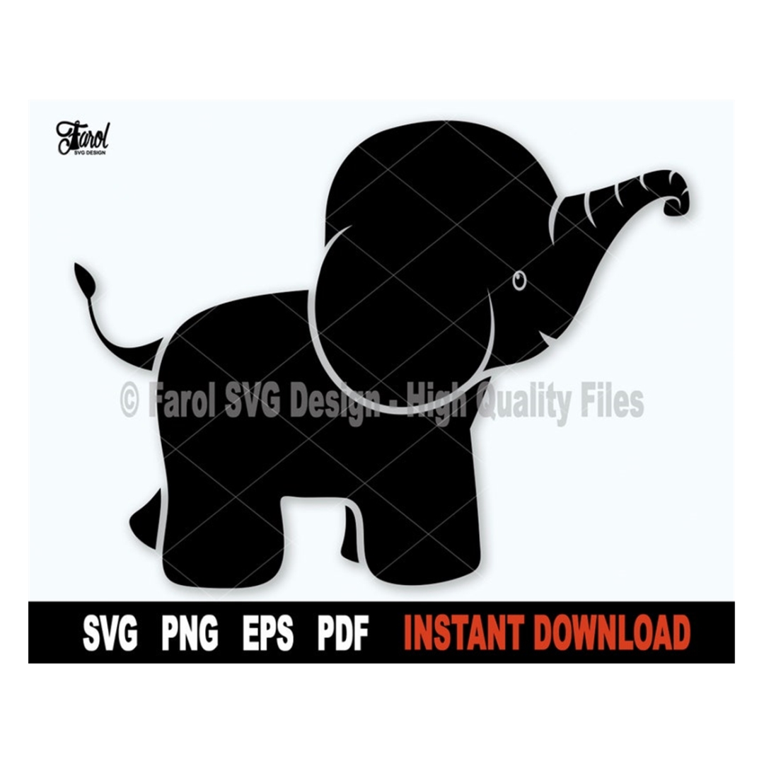 Elephant SVG, Baby Elephant SVG File For Cricut, Black Silho | Inspire ...
