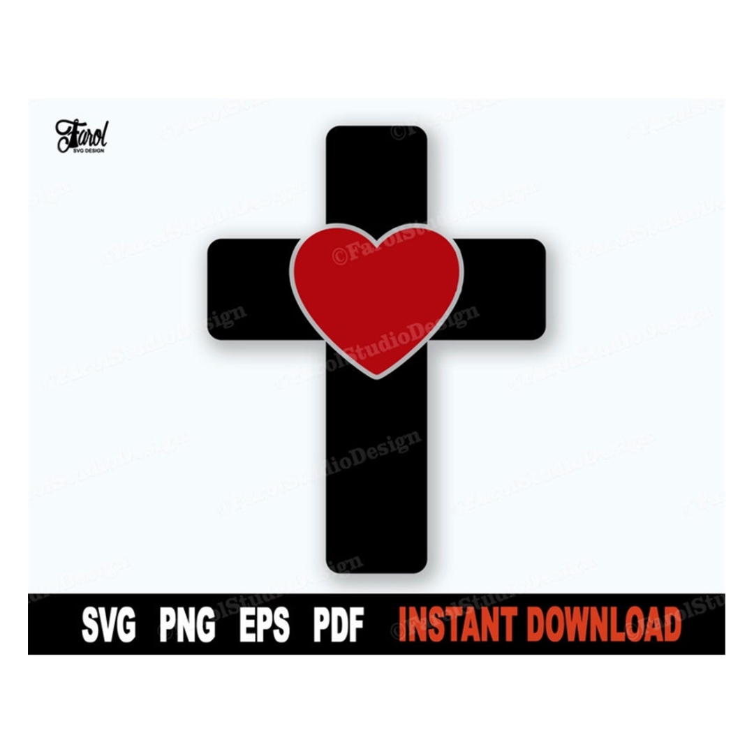 Cross SVG, Cross With Red Heart svg File For Cricut - Cross | Inspire ...