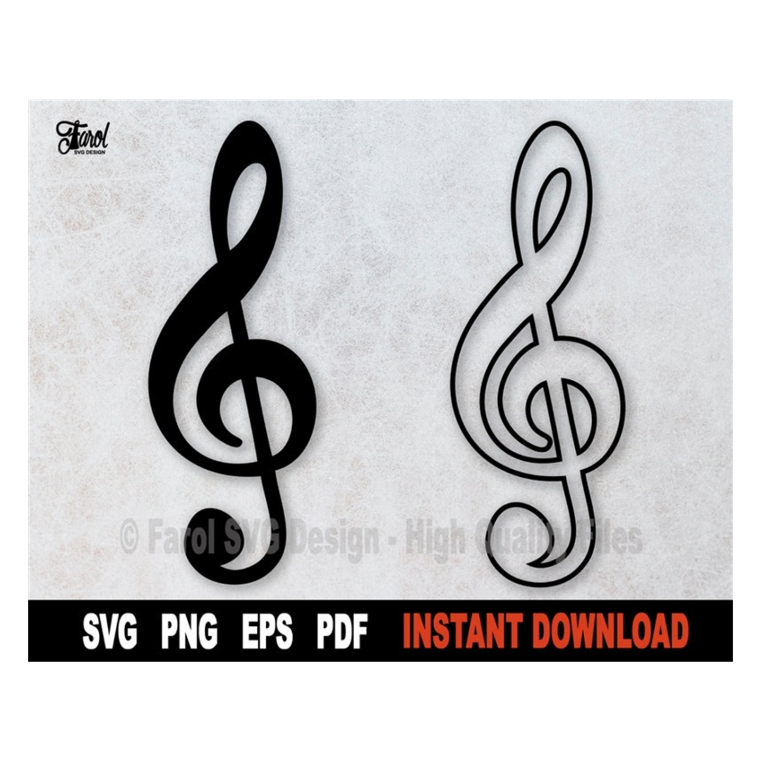 Treble Clef SVG, Music Notes SVG File For Cricut, Black Silh | Inspire ...