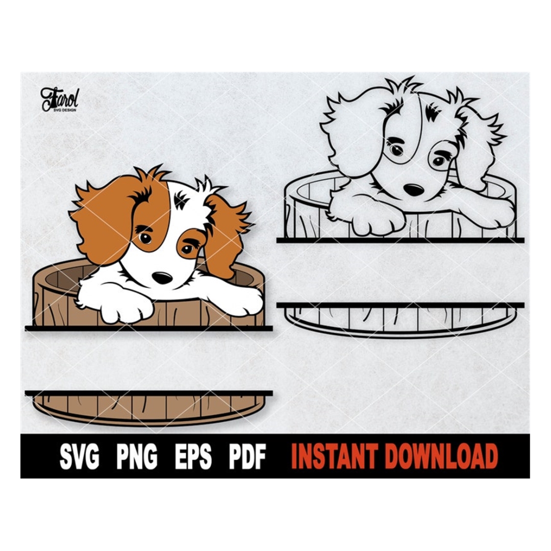 Cute Puppy SVG- Split Name Frame, Dog SVG File For Cricut, S - Inspire ...