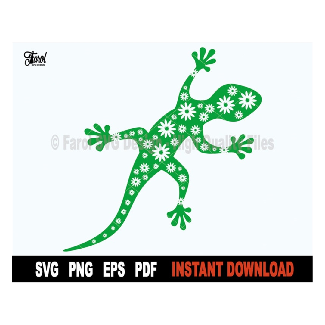 Gecko svg With Flowers, Lizard SVG File For Cricut, Silhouet - Inspire ...