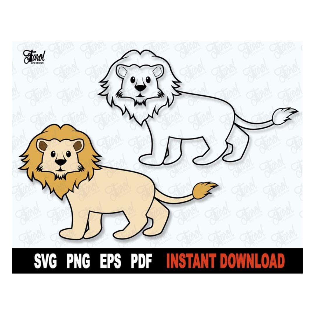 Lion SVG, Lion Outline, Layered Lion Cut File, Cute Lion SVG - Inspire ...
