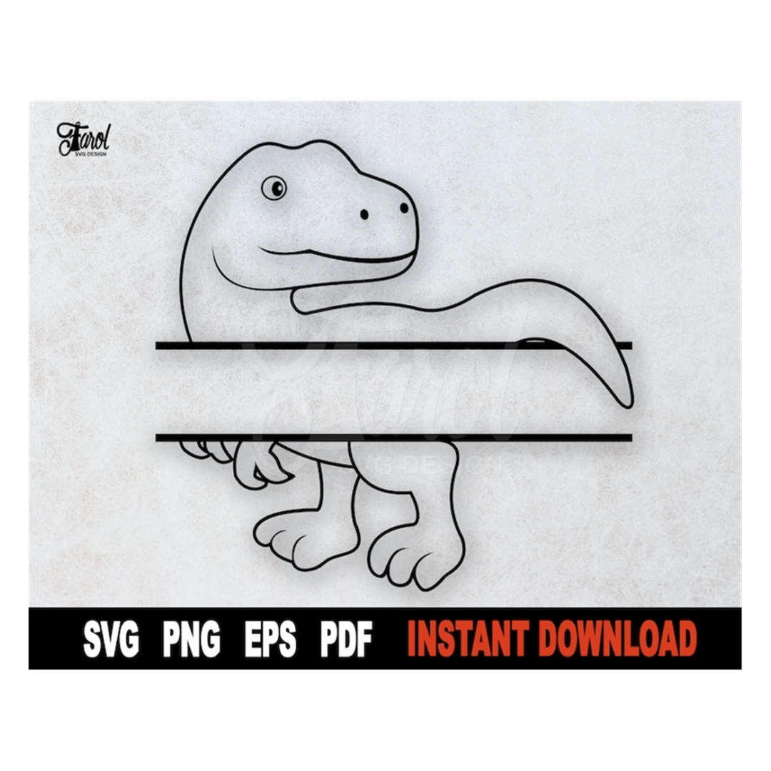 T-Rex Svg, Dinosaur Svg, Outline Dinosaur Split Monogram Svg - Inspire ...