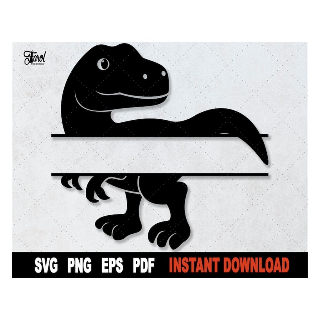 Dinosaur SVG, Tyrannosaurus Rex SVG, Black Dinosaur Split Mo - Inspire ...