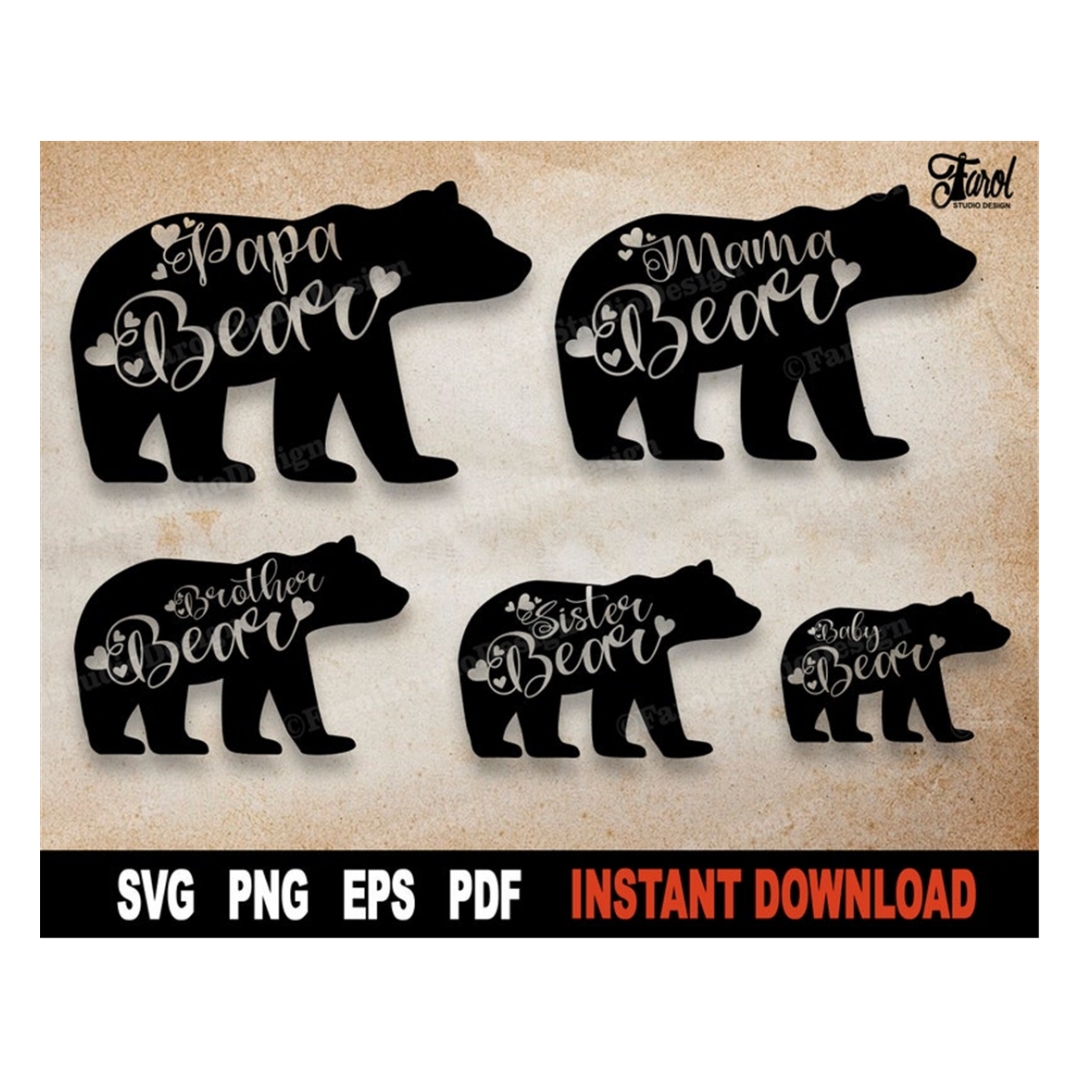 Bear svg Cut File, Bear Family Svg File For Cricut, Silhouet | Inspire ...