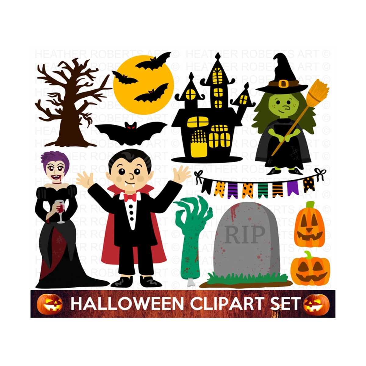 Halloween Clipart Set, Halloween PNG, Cute Halloween Clipart | Inspire ...