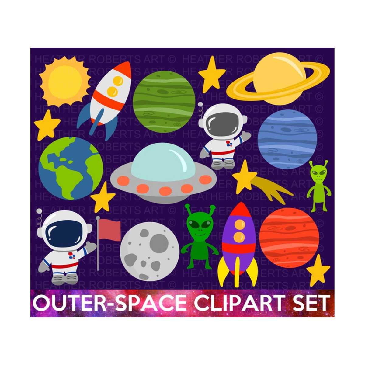 Outer Space Clipart Set, Planets Clipart Set, Planets PNG, O - Inspire ...
