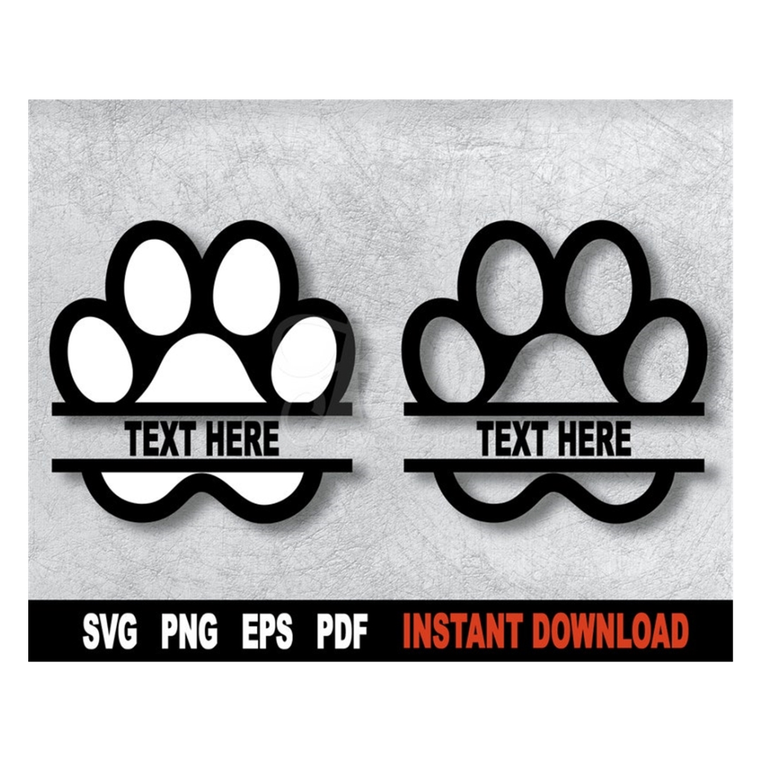 Dog Paw Print SVG File For Cricut, Silhouette, Split Monogra | Inspire ...