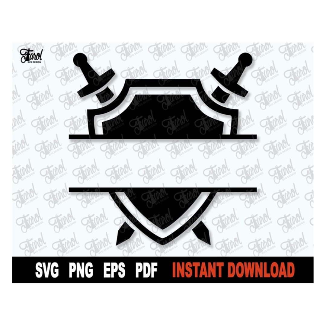 Medieval Shield Split Monogram SVG, With Swords svg, Armor o | Inspire ...