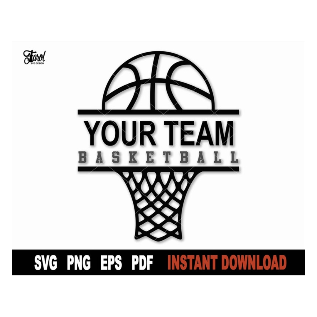 Basketball Hoop Svg, Split Name Frame Svg, Basketball Png, T | Inspire ...