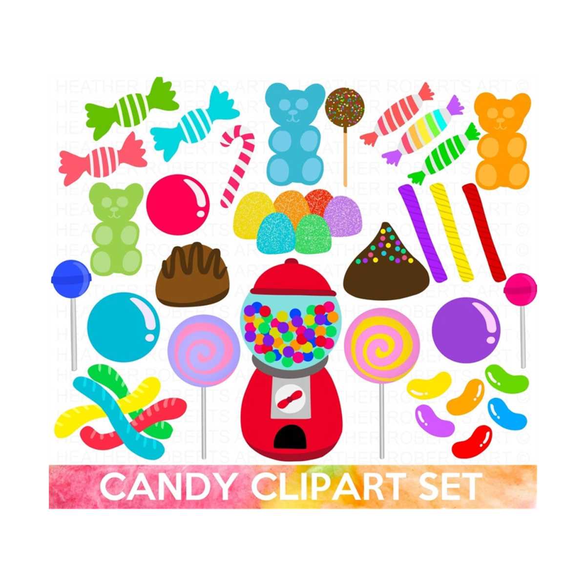 Candy Clipart Set, Candy Clipart, Lollipop Clipart, Rainbow | Inspire ...