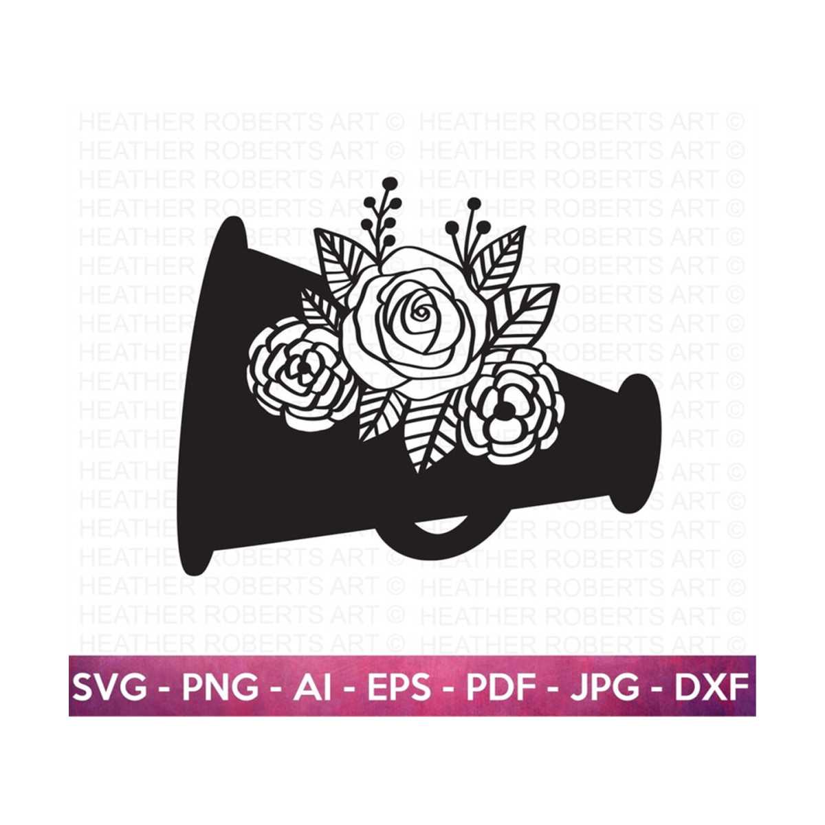 Floral Cheer Megaphone SVG, Cheerleading SVG, Cheer svg, Meg | Inspire ...