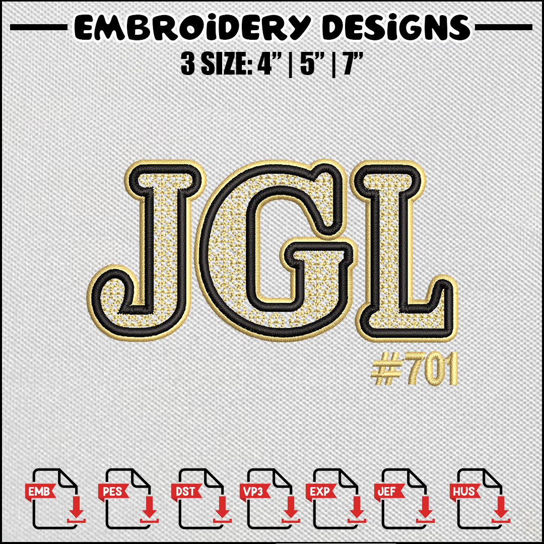 Jgl logo embroidery design, Embroidery design, Embroidery fi | Inspire ...