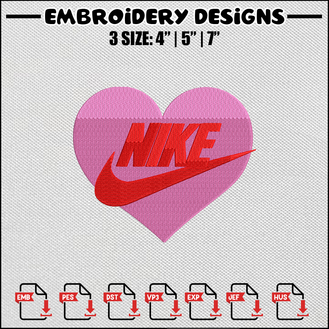 Nike heart embroidery design, Nike design, Embroidery design | Inspire ...