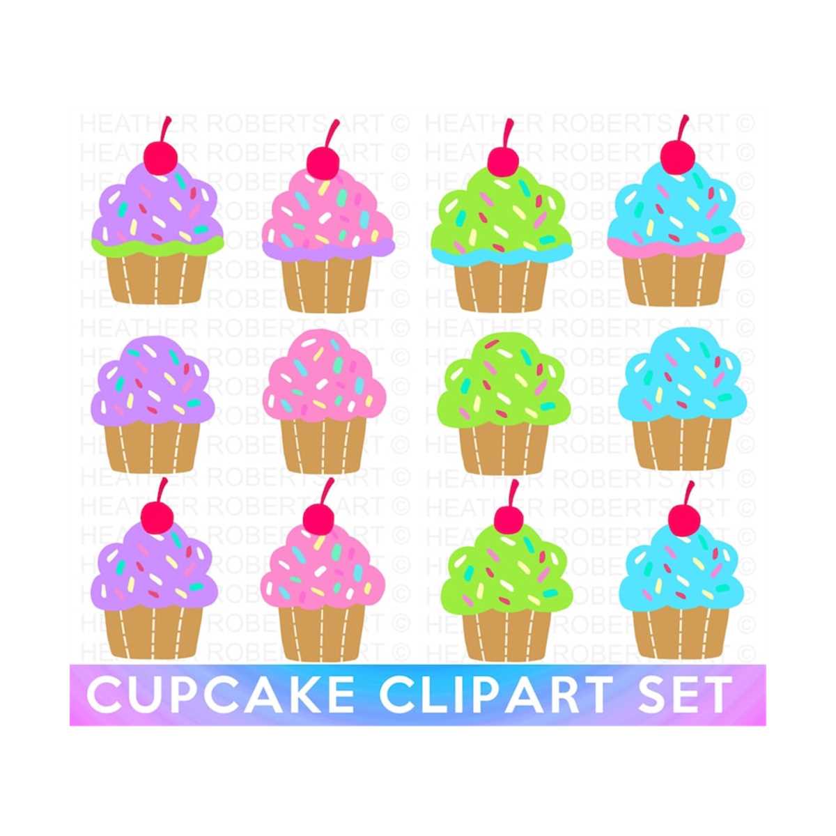 Cupcakes Clipart Set, Cupcake PNG, Cute Cupcakes PNG, Set of | Inspire ...