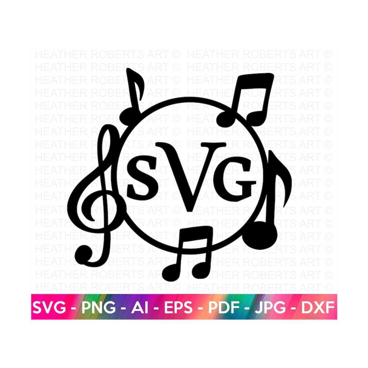 Music Monogram SVG, Music Monogram Frame svg, Music Notes sv | Inspire ...