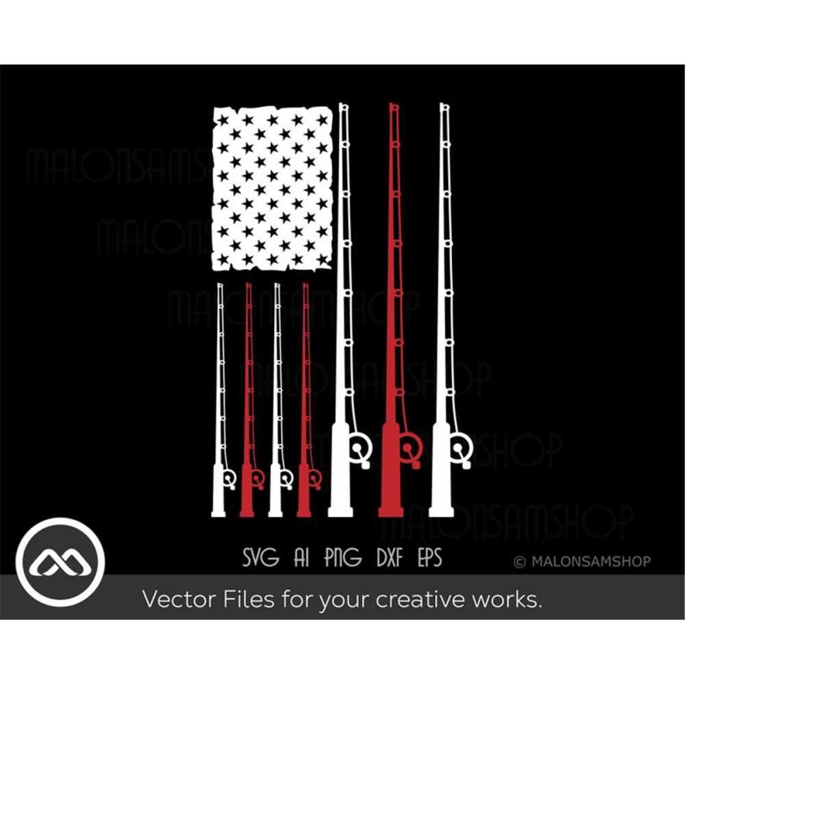 Fishing rod SVG American flag - fishing svg, fish svg, fishe | Inspire Uplift