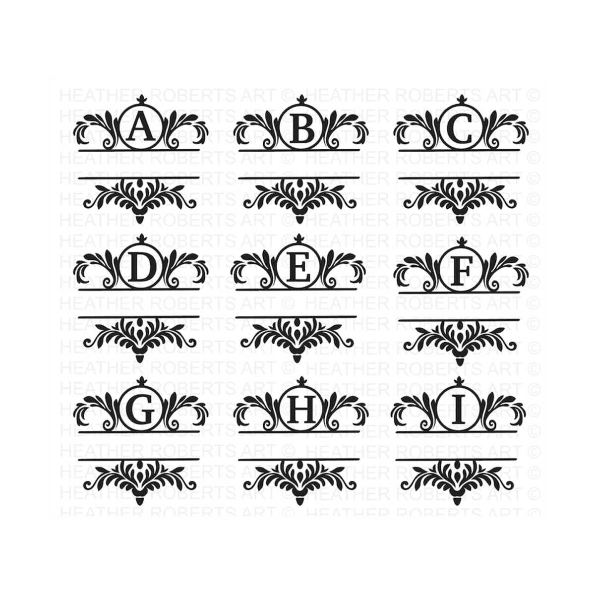 Split Fancy Monogram Alphabet SVG, PNG, Split Monogram Frame | Inspire ...